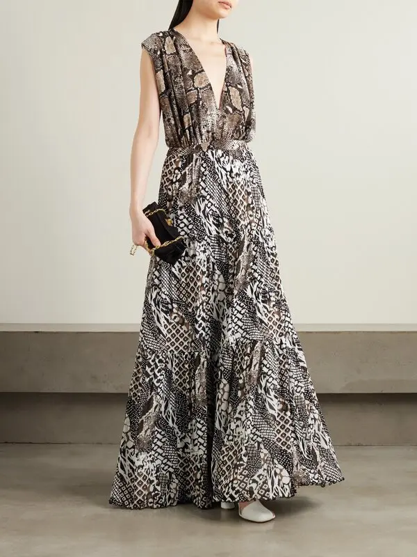 Diane Von Furstenberg Drew Reversible Printed Mesh Maxi Dress