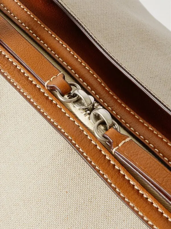 METIER Leather-trimmed Linen-canvas Tote
