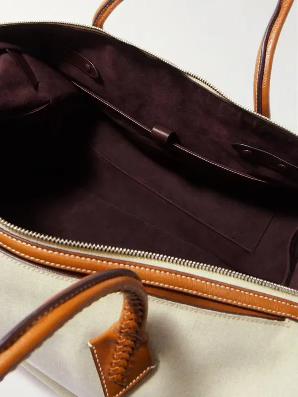 METIER Leather-trimmed Linen-canvas Tote