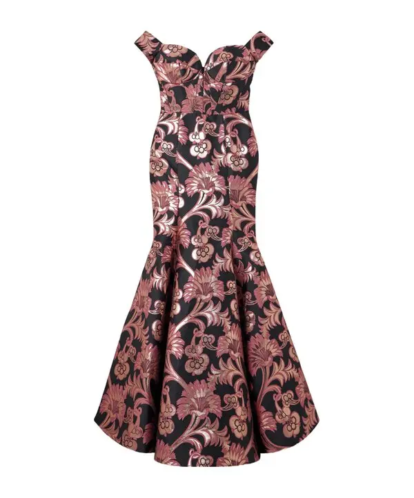 Etro Bardot Off-the-shoulder Metallic Brocade Gown