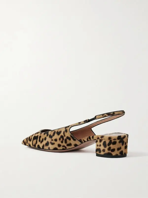 AQUAZZURA Ginza 35 Leopard-print Calf Hair Slingback Pumps - No