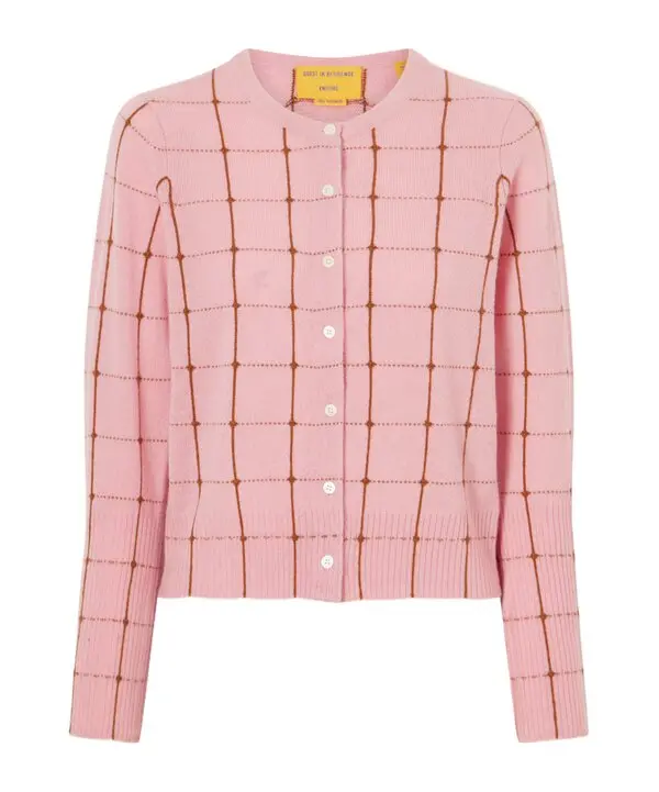 Guest In Residence Jane Checker Cashmere Cardigan - Pink