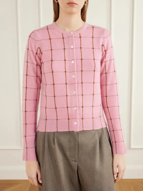 Guest In Residence Jane Checker Cashmere Cardigan