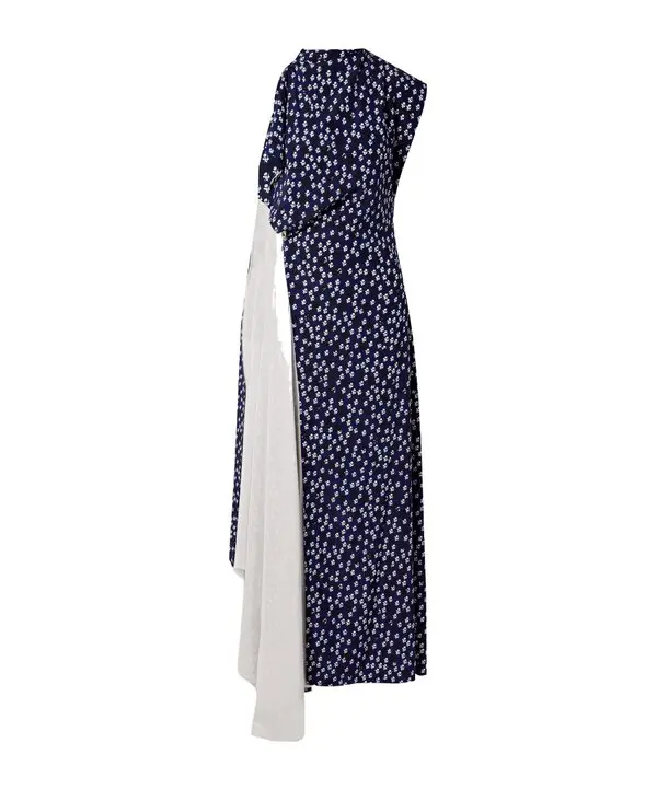 Proenza Schouler Devyn Asymmetric Draped Floral-print Poplin Maxi Dress - No