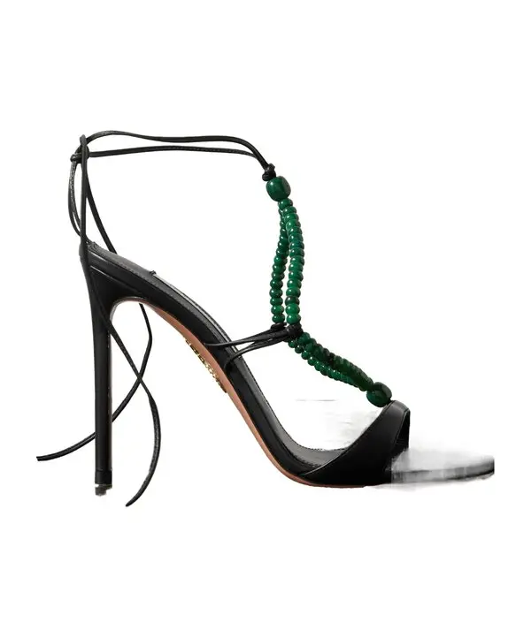 AQUAZZURA Amalfi 105 Beaded Leather Sandals