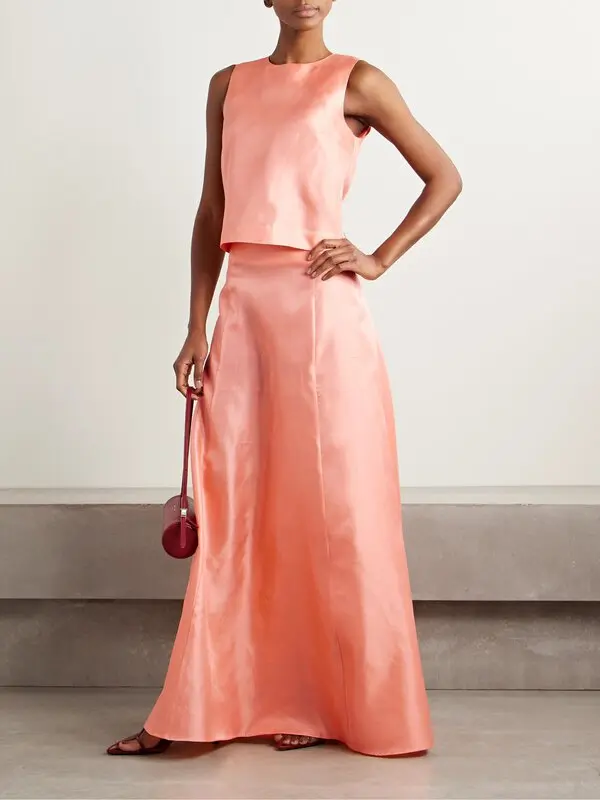 Staud Silk-dupioni Maxi Skirt