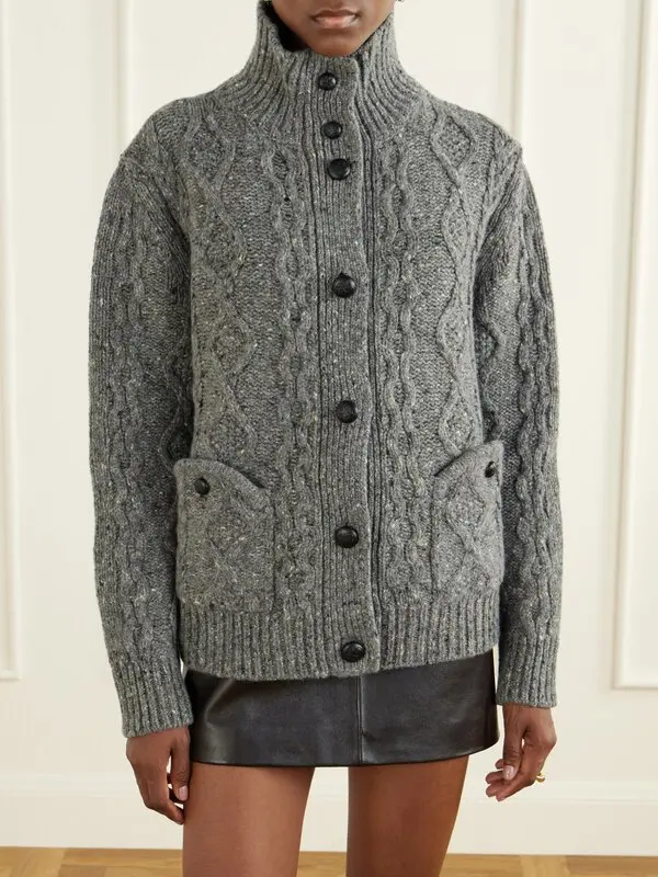 BLAZÉ MILANO Cable-knit Wool-blend Cardigan
