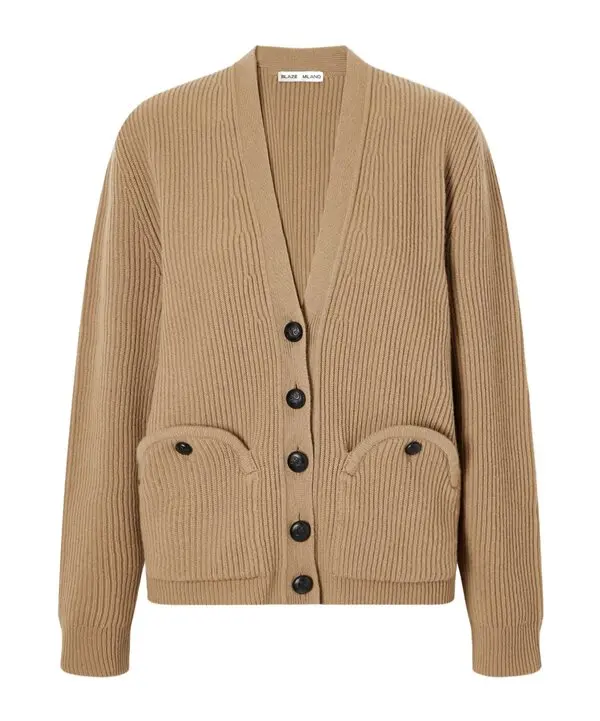BLAZÉ MILANO Ribbed Wool And Cashmere-blend Cardigan