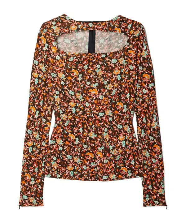 Victoria Beckham Cutout Floral-print Jersey Top