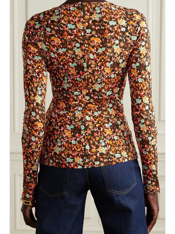 Victoria Beckham Cutout Floral-print Jersey Top