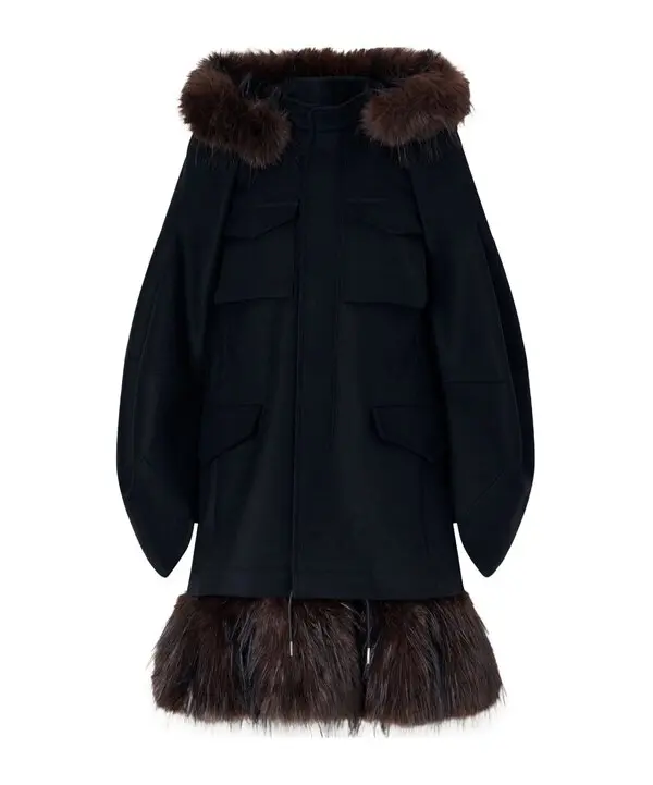Sacai Fur-trim Hooded Coat
