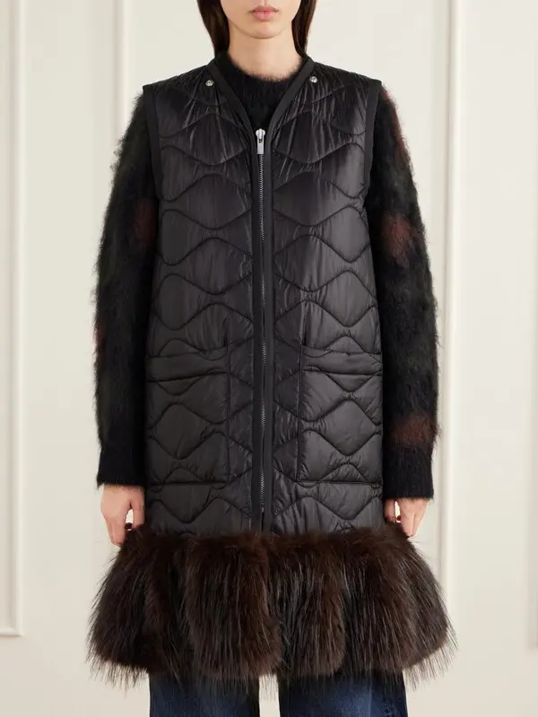 Sacai Fur-trim Hooded Coat
