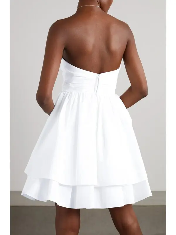 Carolina Herrera Tiered Ruffled Cutout Moire-taffeta Mini Dress