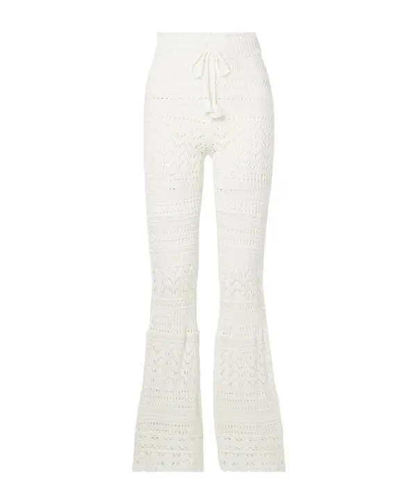 LoveShackFancy Crocheted Cotton Flared Pants