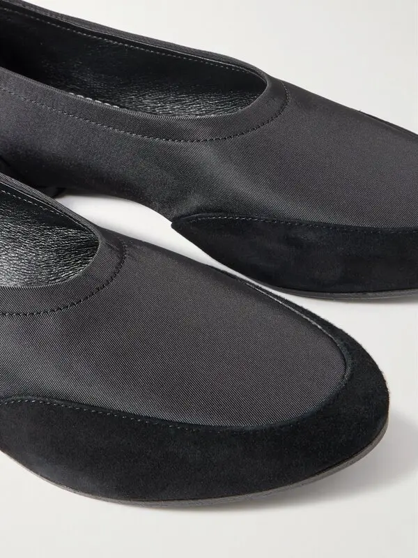 Staud Alba Sport Suede-trimmed Shell Ballet Flats