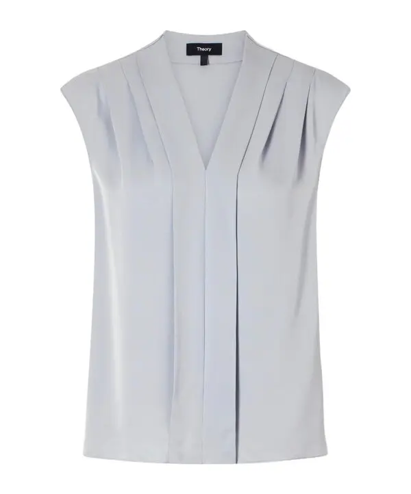 Theory Pleated Silk-satin Blouse