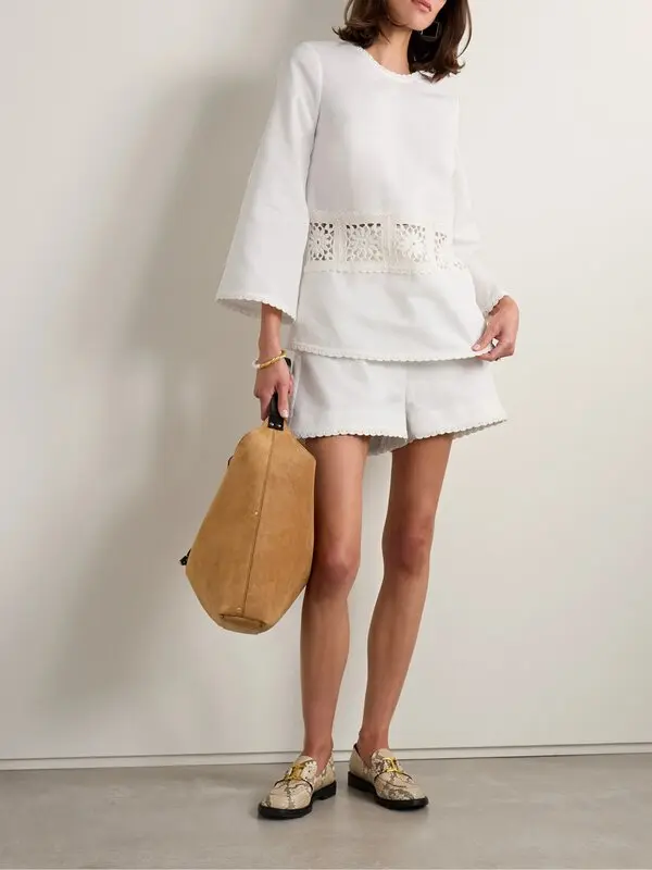 Zimmermann Maxine Crochet-trimmed Cotton-piqué Top