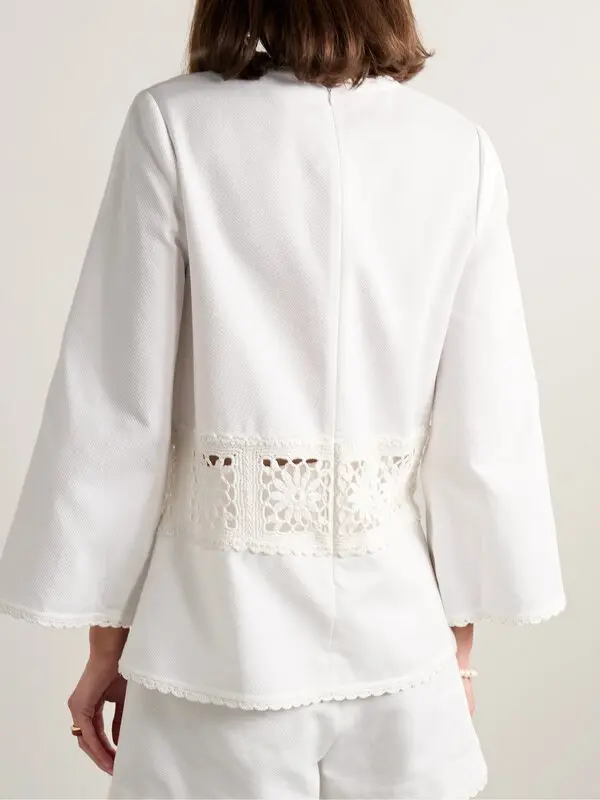 Zimmermann Maxine Crochet-trimmed Cotton-piqué Top