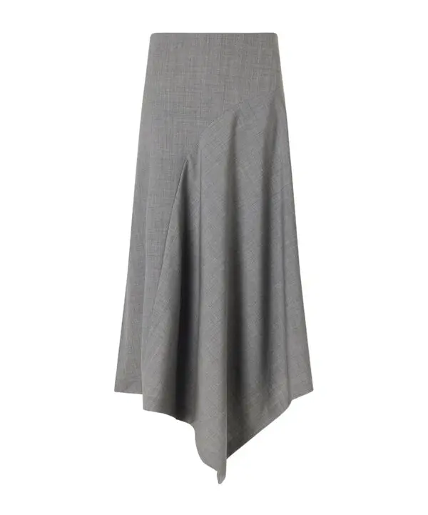 ST. AGNI Asymmetric Stretch-wool Midi Skirt