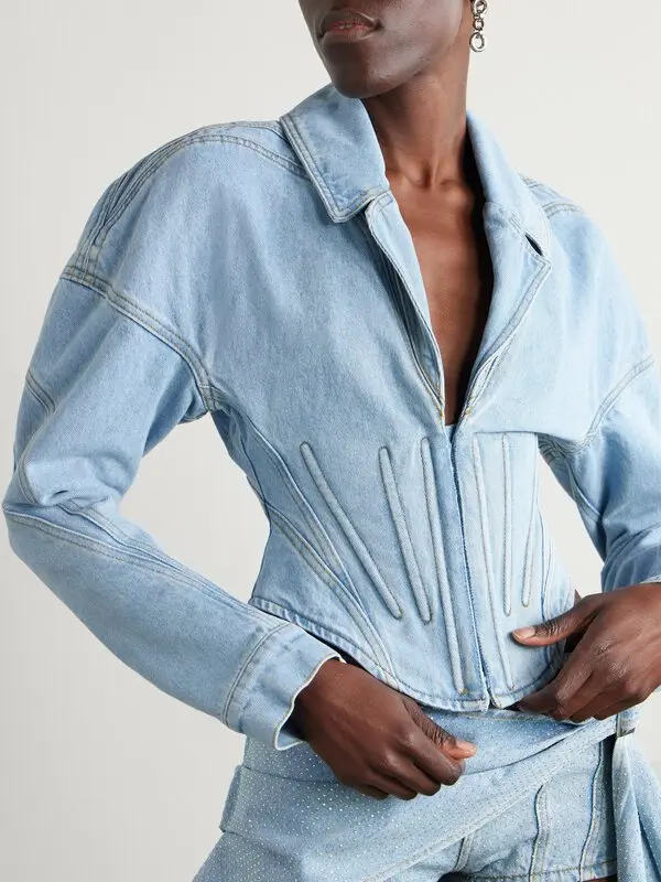 MUGLER Organic Denim Corset Jacket