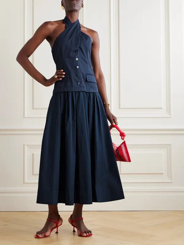 Staud Poplin Halterneck Maxi Dress