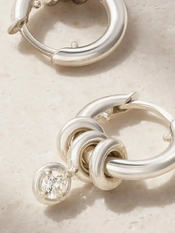 SPINELLI KILCOLLIN Sterling Silver Diamond Hoop Earrings