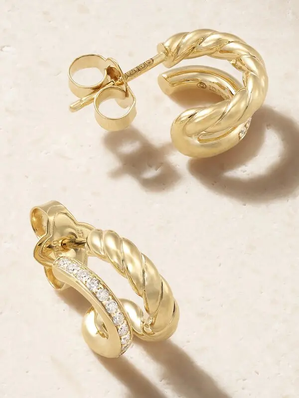 David Yurman 18-karat Gold Diamond Hoop Earrings