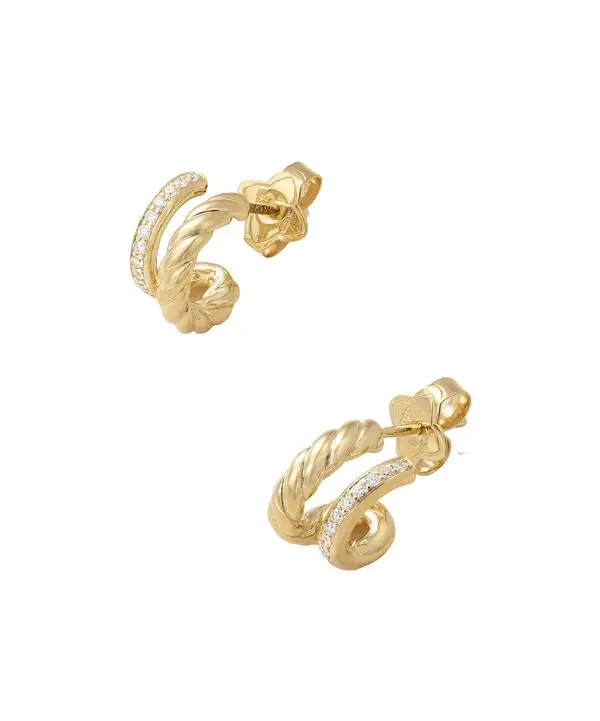 David Yurman 18-karat Gold Diamond Hoop Earrings - Yellow