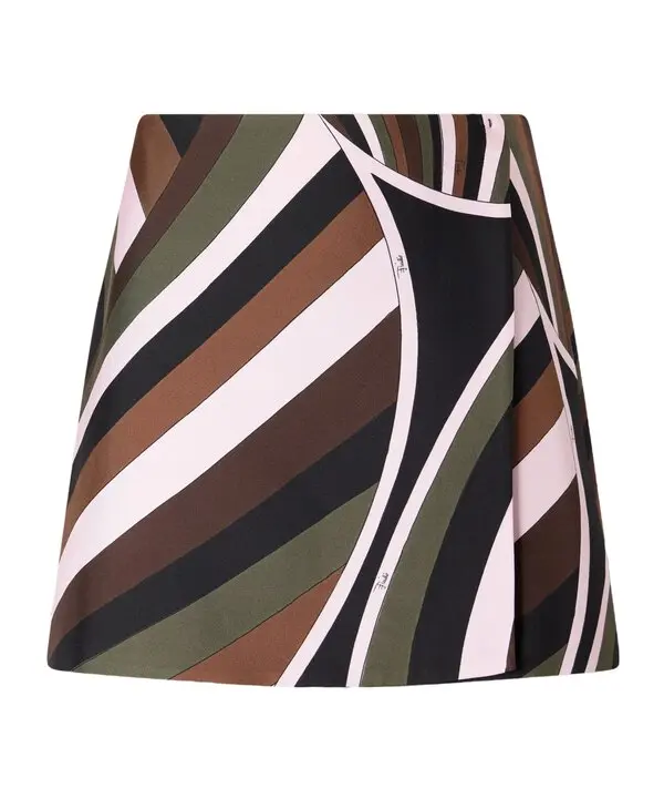 Emilio Pucci Wrap-effect Printed Silk-twill Mini Skirt