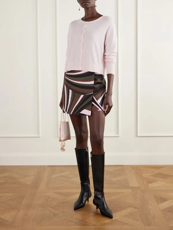 Emilio Pucci Wrap-effect Printed Silk-twill Mini Skirt