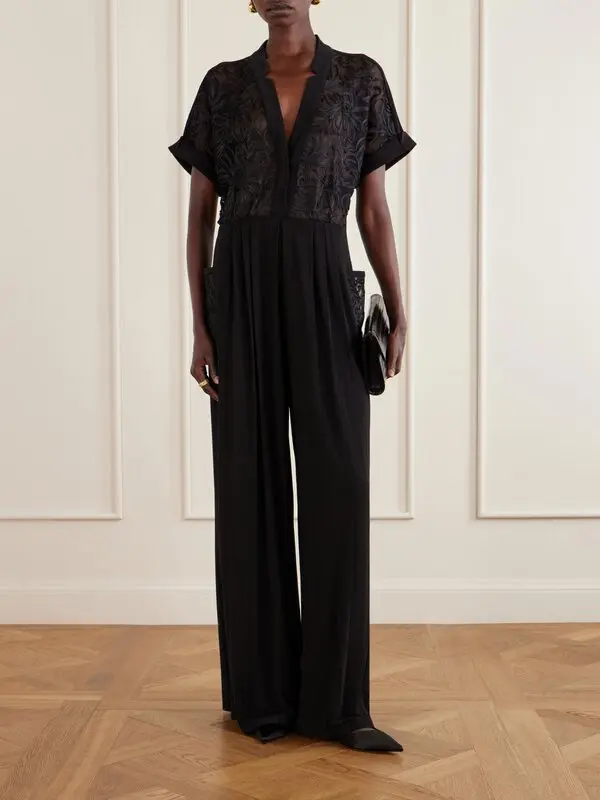Norma Kamali Embroidered Velvet Jumpsuit