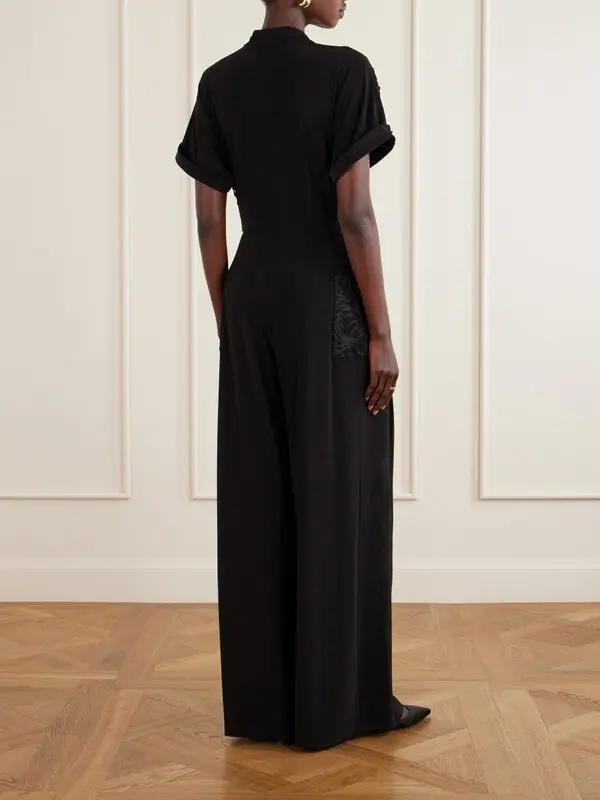 Norma Kamali Embroidered Velvet Jumpsuit