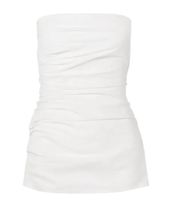 Proenza Schouler Lena Strapless Gathered Cotton-blend Poplin Top - No