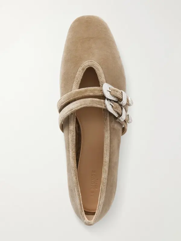 Le Monde Beryl Embellished Velvet Ballet Flats