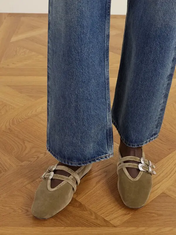 Le Monde Beryl Embellished Velvet Ballet Flats