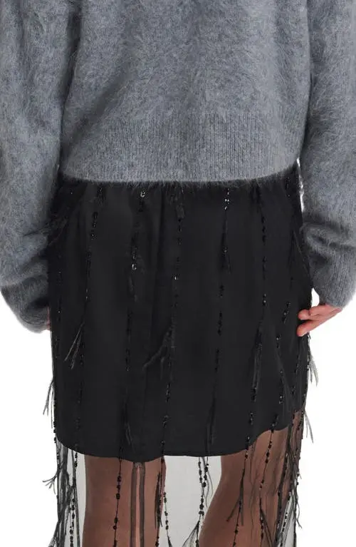 Rag & Bone Geena Sequin And Ostrich Feather Midi Skirt
