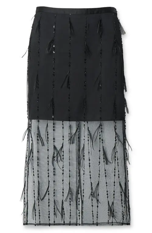 Rag & Bone Geena Sequin And Ostrich Feather Midi Skirt