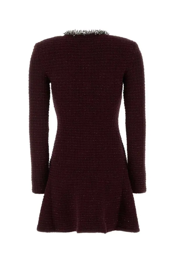 SELF-PORTRAIT Burgundy Tweed Dress