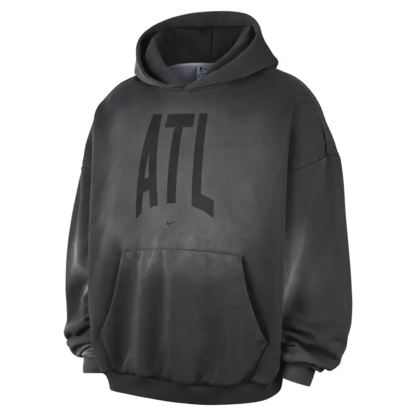 Nike Atlanta Hawks Standard Issue Therma-fit Fleece Basketball Pullover Hoodie - Grey