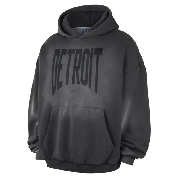 Nike Detroit Pistons Standard Issue Therma-fit Fleece Basketball Pullover Hoodie - Grey