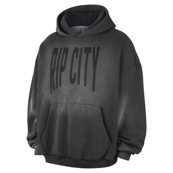 Nike Portland Trail Blazers Standard Issue Therma-fit Fleece Basketball Pullover Hoodie - Grey