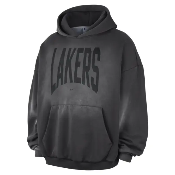 Nike Los Angeles Lakers Standard Issue Therma-fit Fleece Washed Basketball Hoodie - Grey