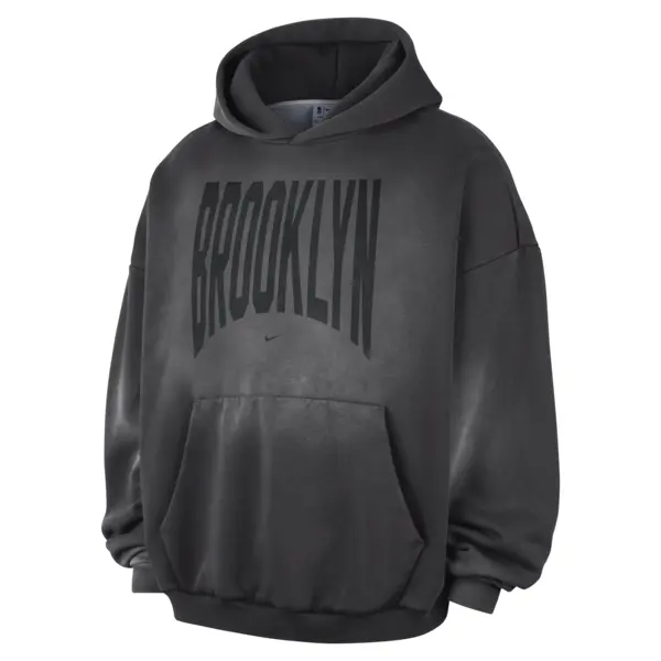 Nike Brooklyn Nets Standard Issue Therma-fit Fleece Basketball Pullover Hoodie - Grey