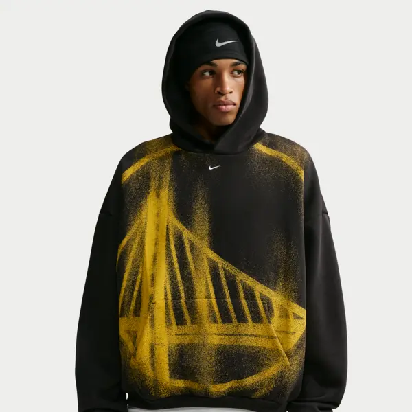 Nike Golden State Warriors Standard Issue Fleece Basketball Hoodie - Black