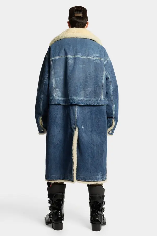 Dsquared2 Dark Frosted Shearling Layered Parka