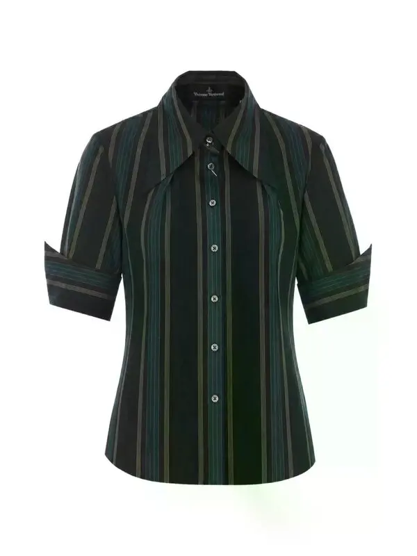 VIVIENNE WESTWOOD Stripe-pattern Pointed-collar Shirt - Black