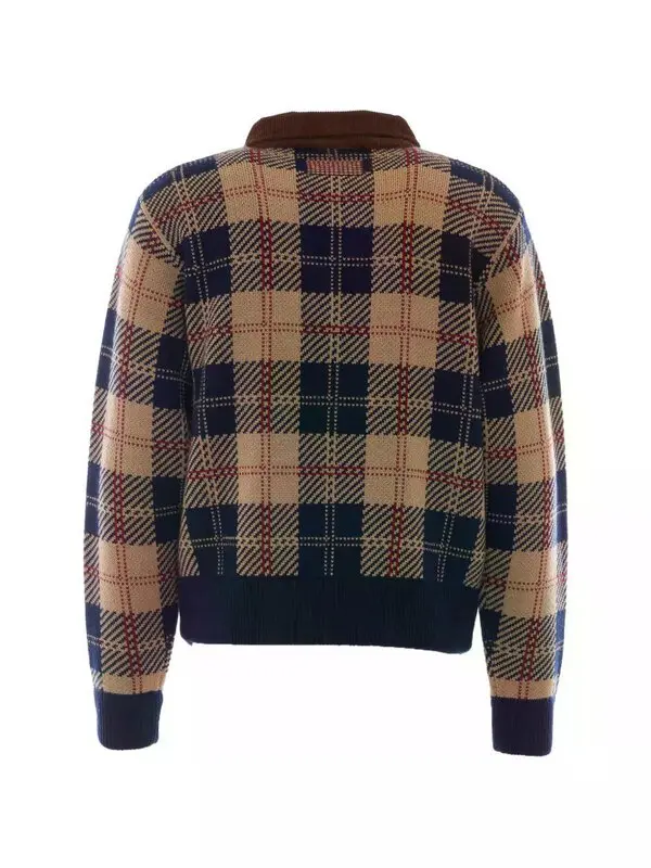 Guest In Residence Check-motif Corduroy-collar Jacket