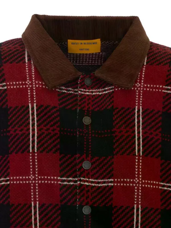 Guest In Residence Check-motif Velvet-collar Jacket