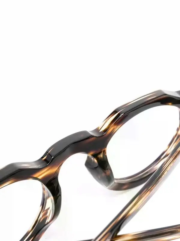 LESCA Pica Tortoise Round-frame Glasses