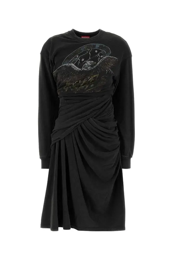 DIESEL® Cotton Blend Sweatshirt Dress - Black